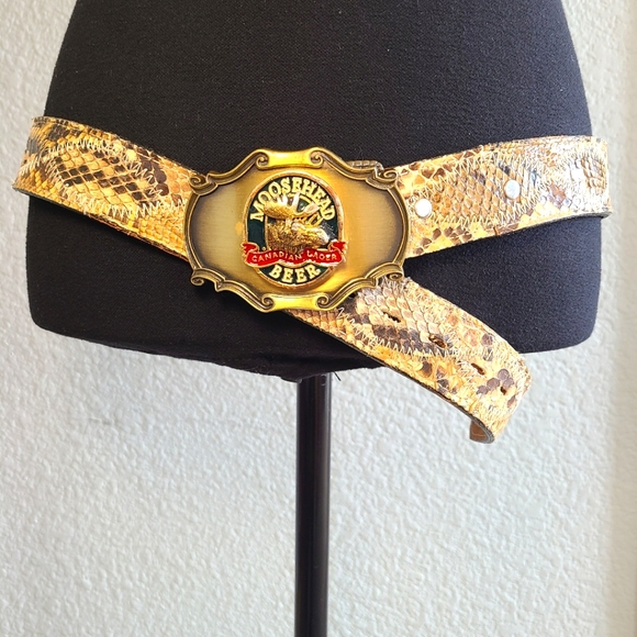 Accessories | Vintage Moosehead Belt Buckle With Snake Skin Belt | Poshmark